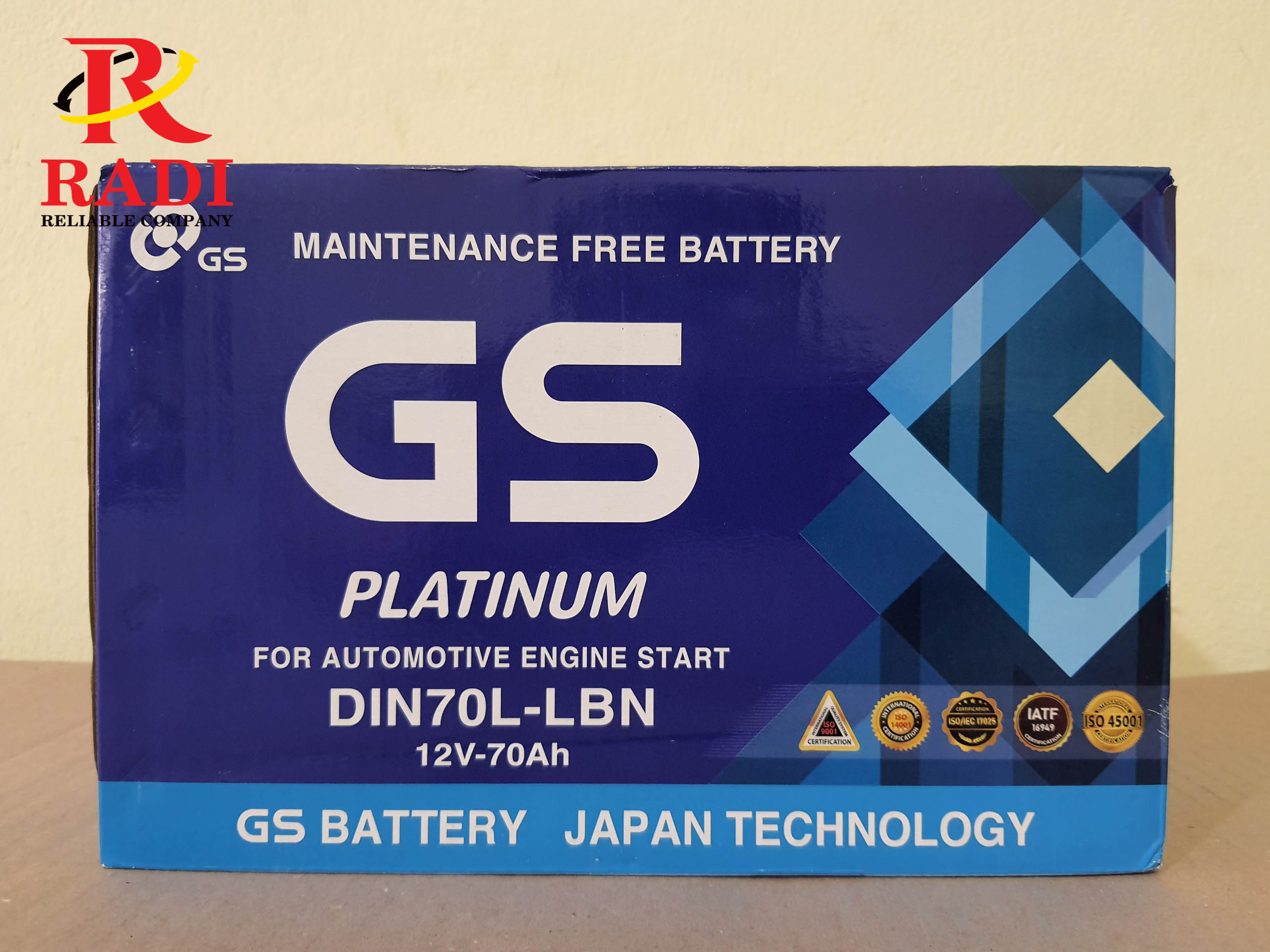 Ắc quy GS DIN70 (12V - 70Ah) chính hãng tại Bình Dương